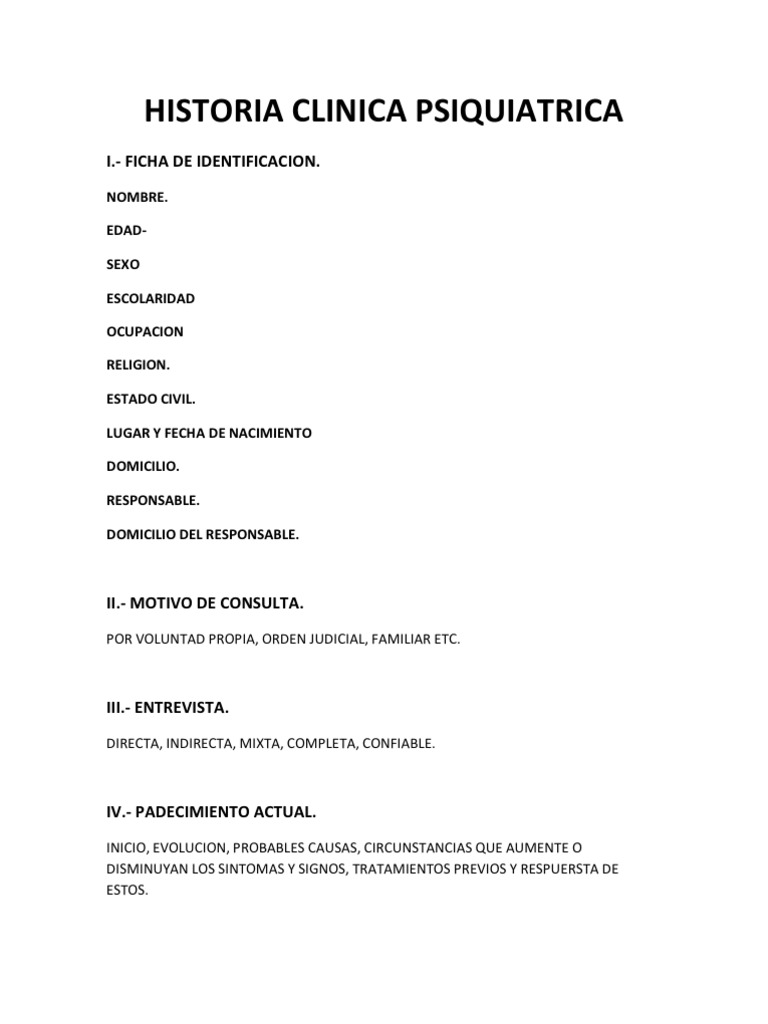 HISTORIA CLINICA PSIQUIATRICA