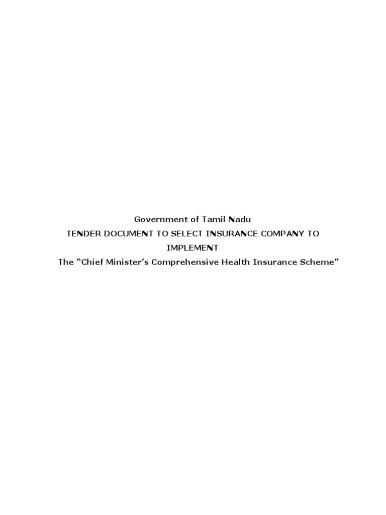CM Health Insurance - Tender - Tamil Nadu | PDF | Cardiothoracic ...