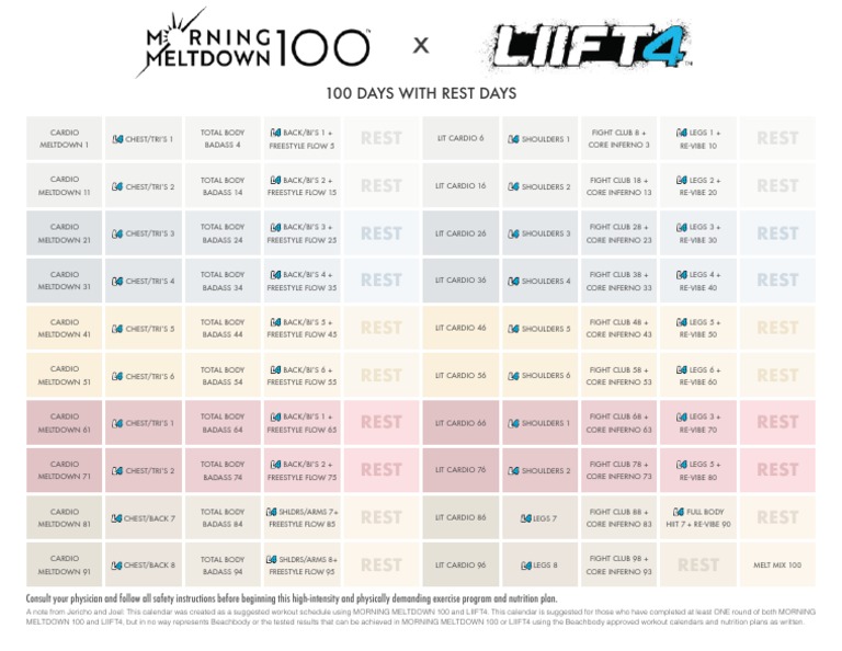 LIIFT4, Morning Meltdown 100 | PDF | Aerobic Exercise | High Intensity ...