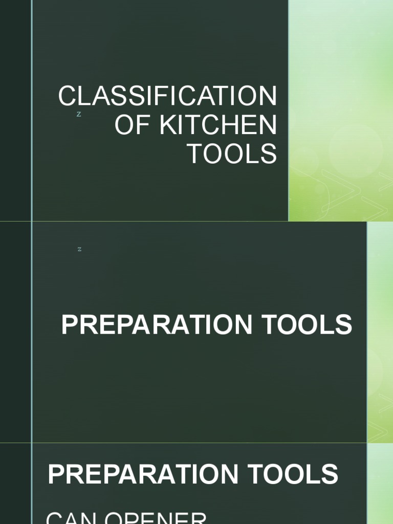 Classification of Kitchen Tools | PDF | Cooking | Cookware And Bakeware Classification of Kitchen Tools | PDF | Cooking | Cookware And Bakeware