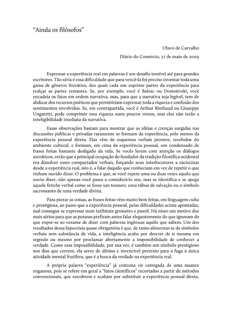 Ainda Os Filósofos - Olavo de Carvalho | PDF Ainda Os Filósofos - Olavo de Carvalho | PDF