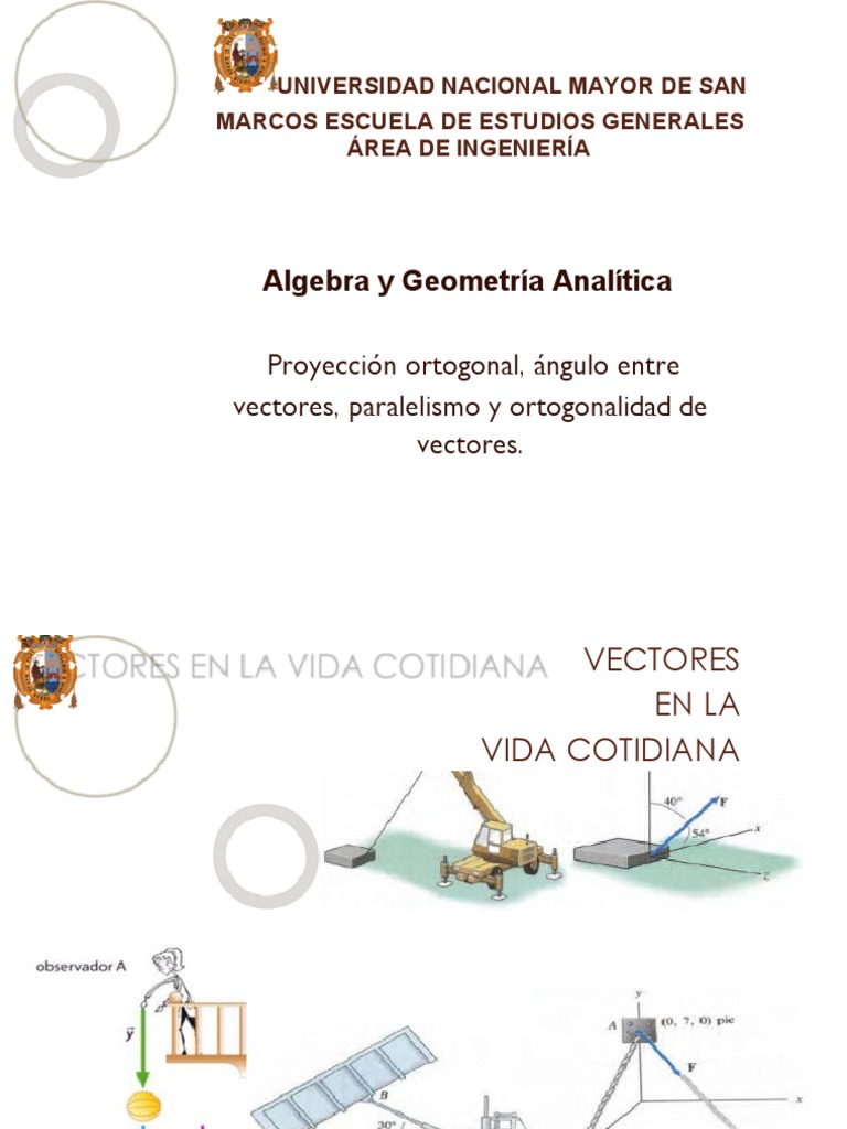 Semana10-Proyección Ortogonal, Ángulo Entre Vectores, Paralelismo y ...