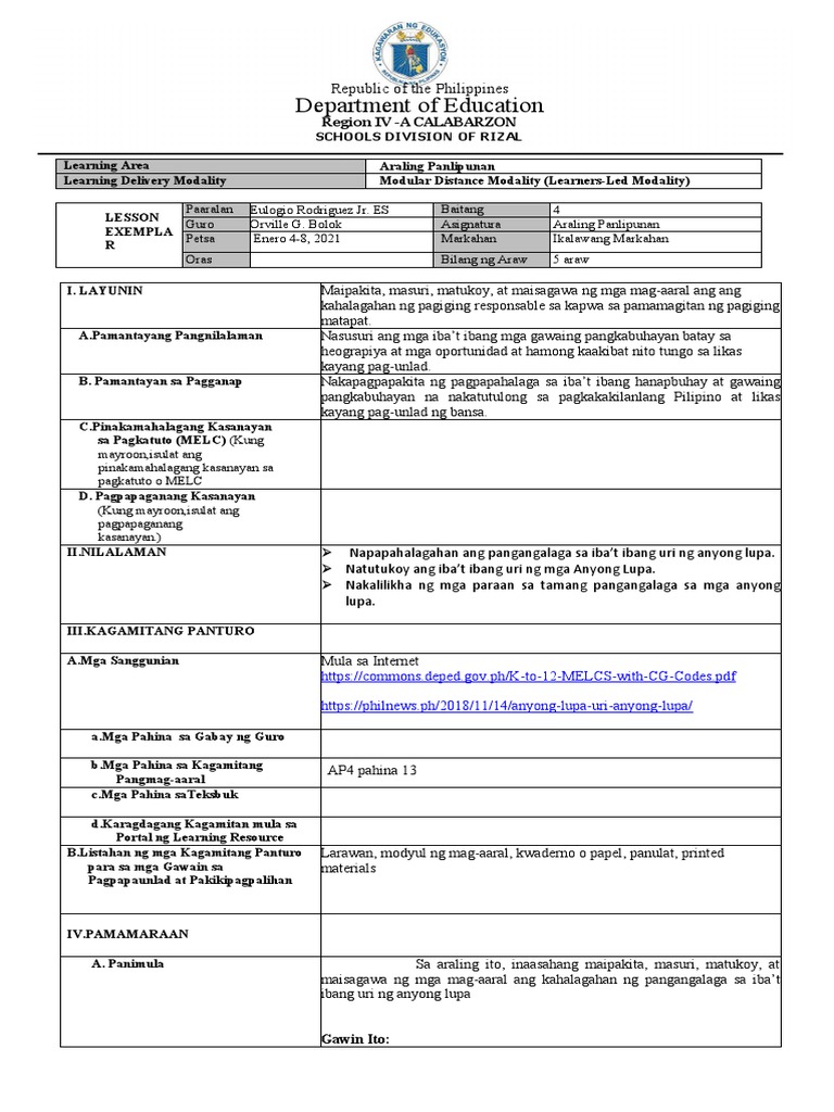 AP 4 Lesson Exemplar | PDF