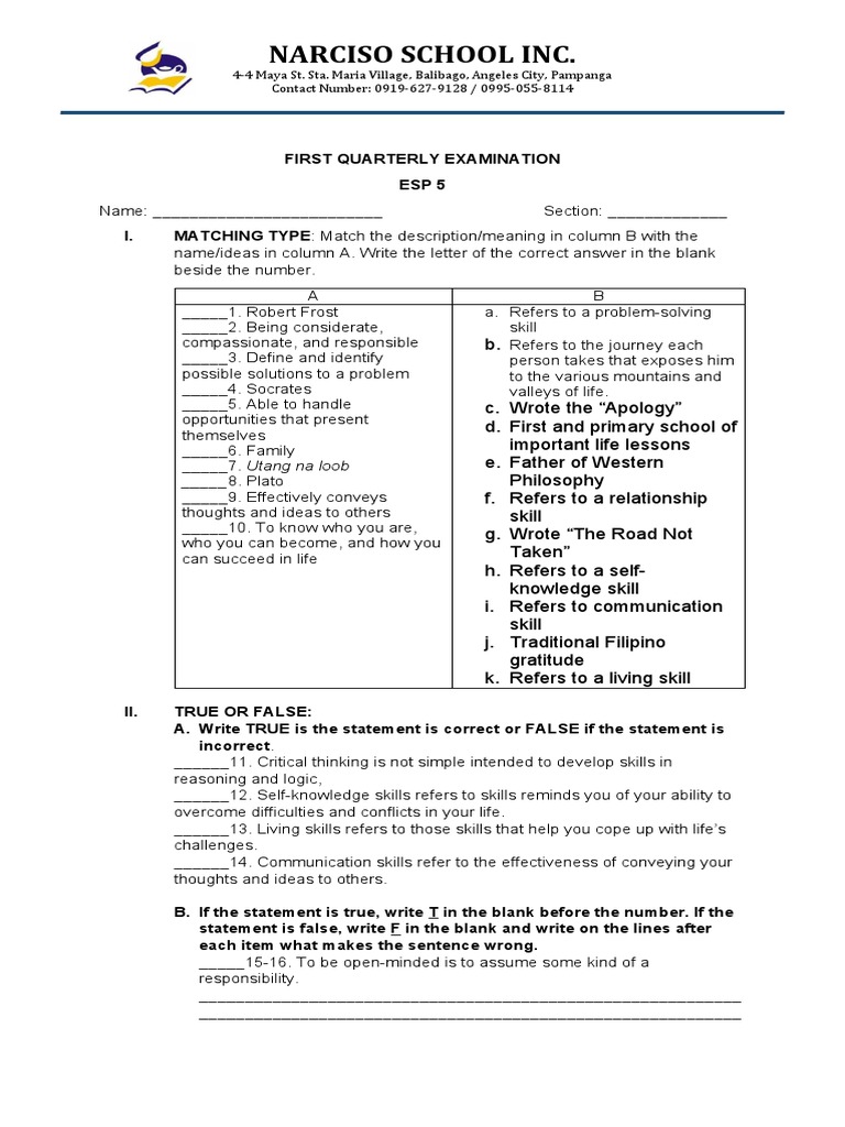 Qe Esp5 | PDF | Courage | Critical Thinking
