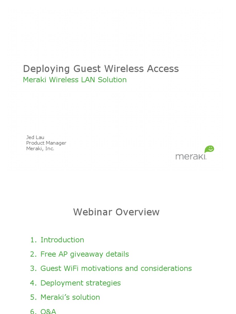 Meraki Webinar Installing Guest WiFi | PDF | Radius | Computer Network