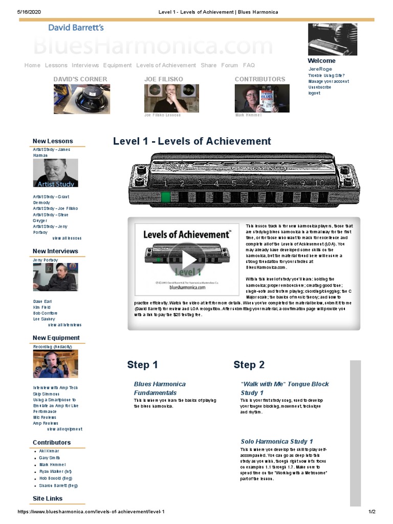 Level 1 - Levels of Achievement - Blues Harmonica | PDF | Harmonica