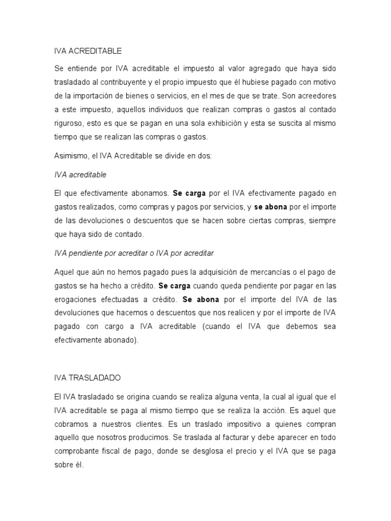 IVA Acreditable y Trasladado Explicado | PDF | Impuesto al valor ...