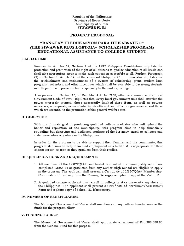 Project Proposal - Educational Assistance Siwawer Plus | PDF | College ...