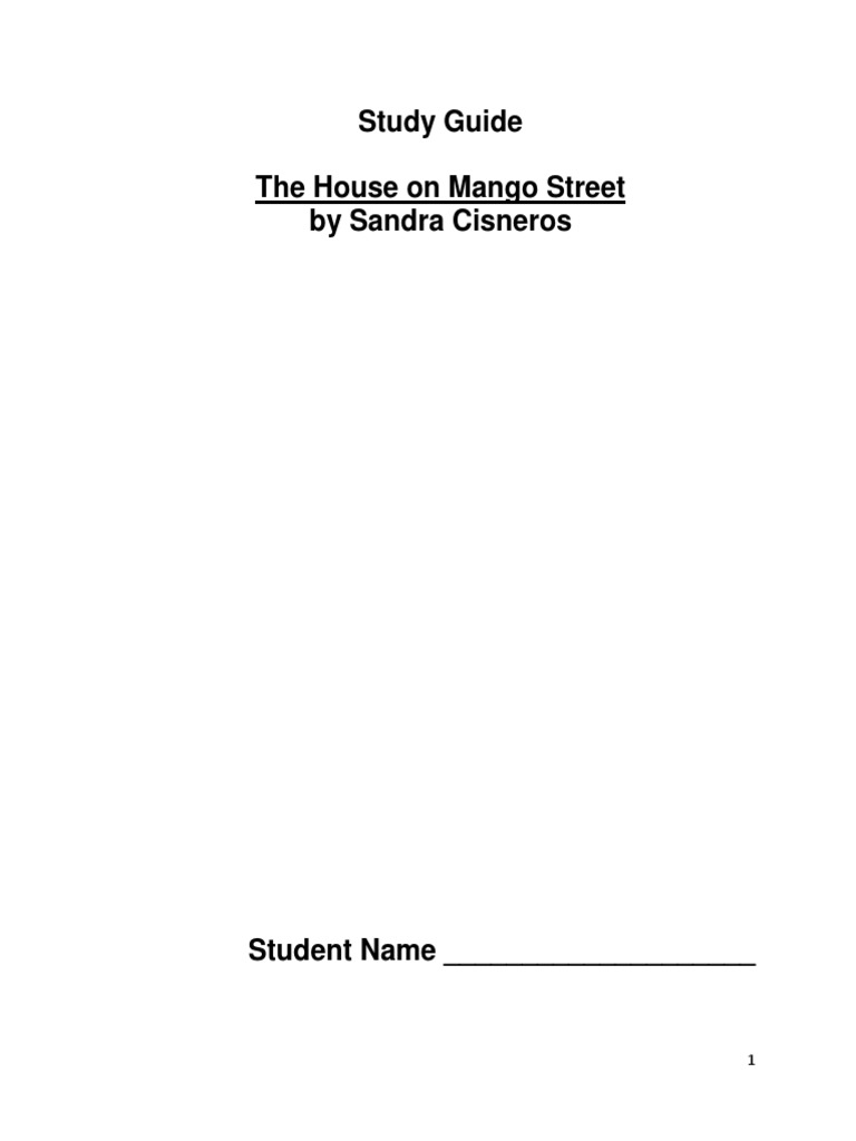 House On Mango Street Study Guide | PDF | Language Arts & Discipline ...