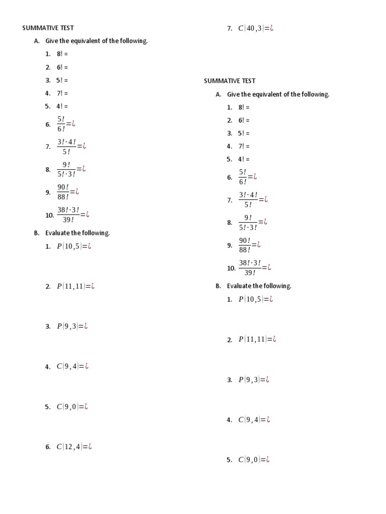SUMMATIVE TEST - Third Quarter | PDF | Permutation | Mathematics
