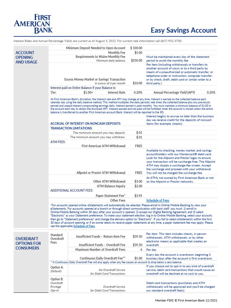 Easy Savings | PDF | Overdraft | Transaction Account