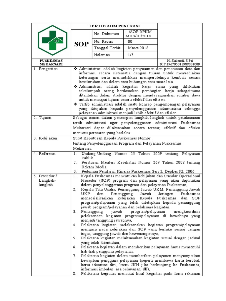 SOP Tentang Tertib Administrasi | PDF