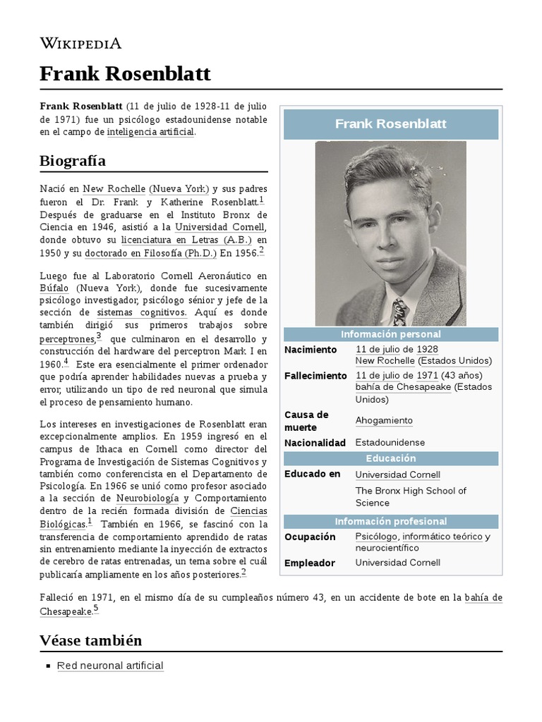 Frank Rosenblatt | PDF | Ciencia cognitiva | Cognición