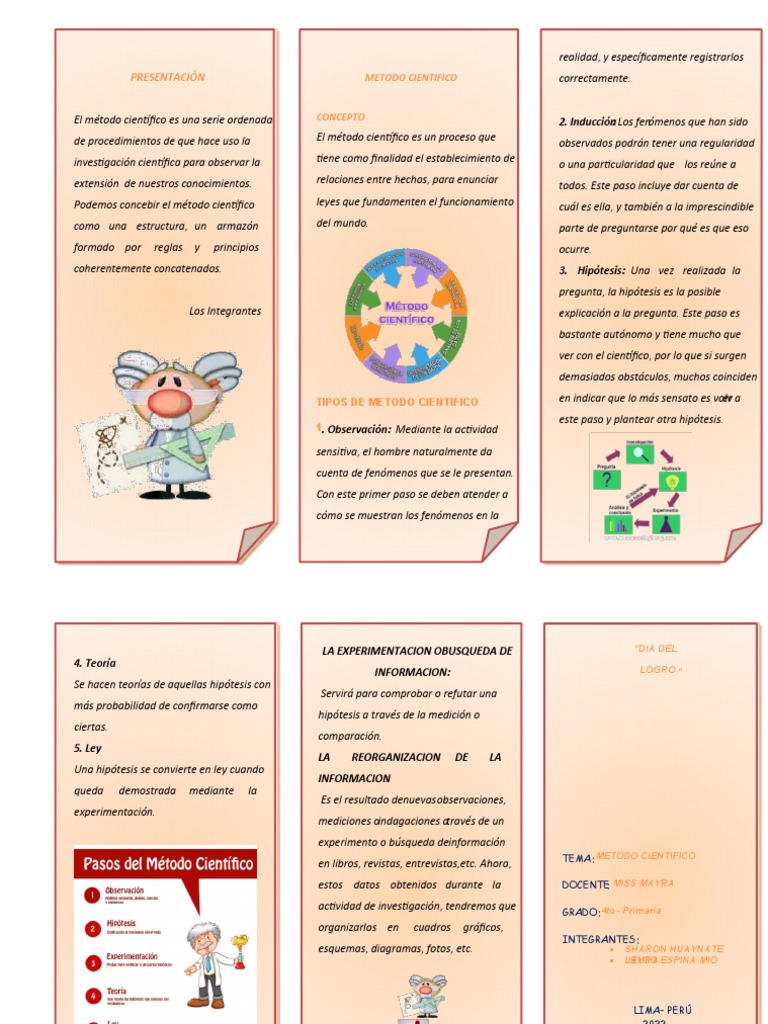 TripTico METODO CIENTIFICO | PDF | Método científico | Hipótesis