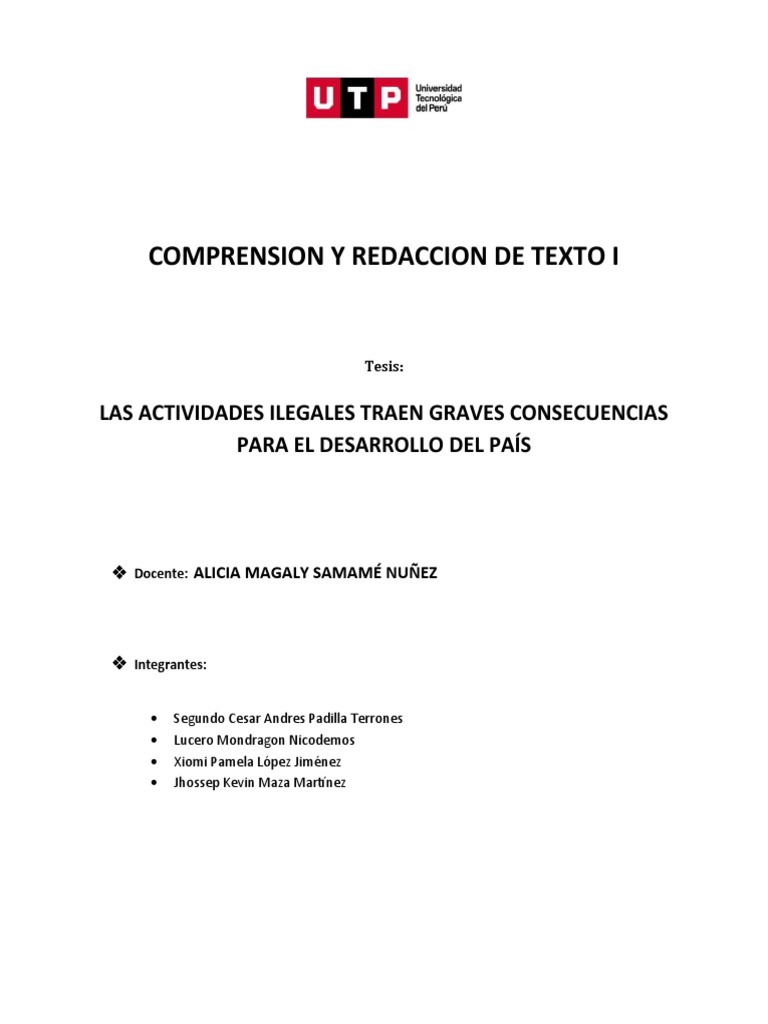 Semana 06 - Tarea - Esquema Redaccion y Comprension I | PDF | Infracción de copyright | Contrabando