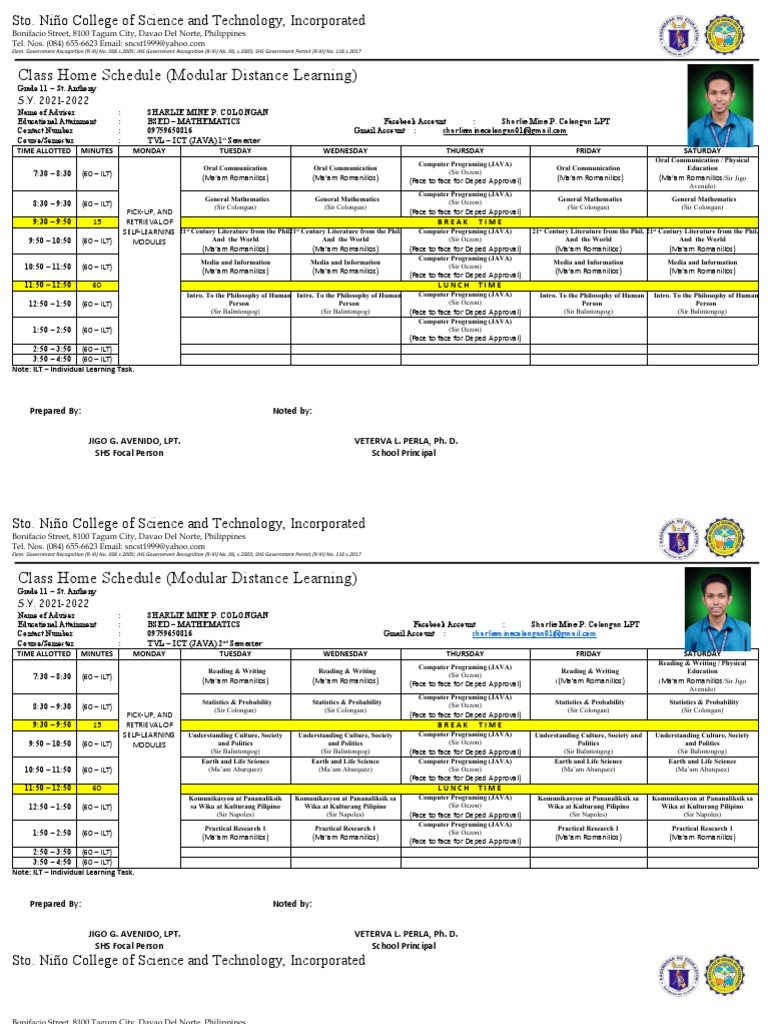 Class Program Tvl-Ict MDL (2021-2022) | PDF | Academic Term