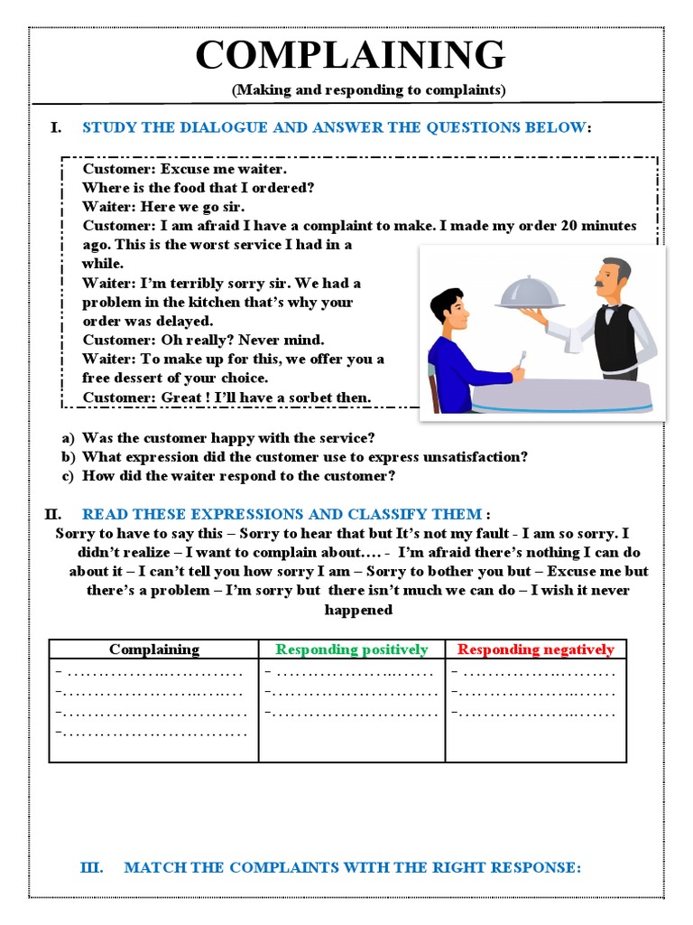 Making and Responding To Complaints CLT Communicative Language Teaching ...