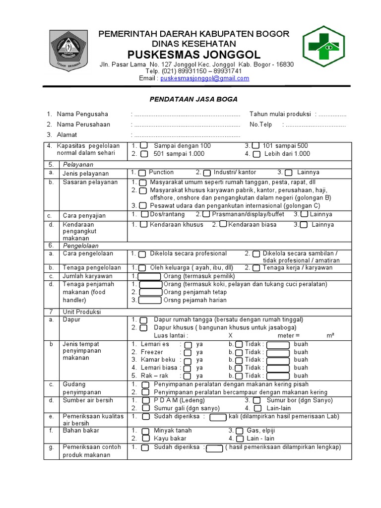 Form Ikl Jasa Boga | PDF