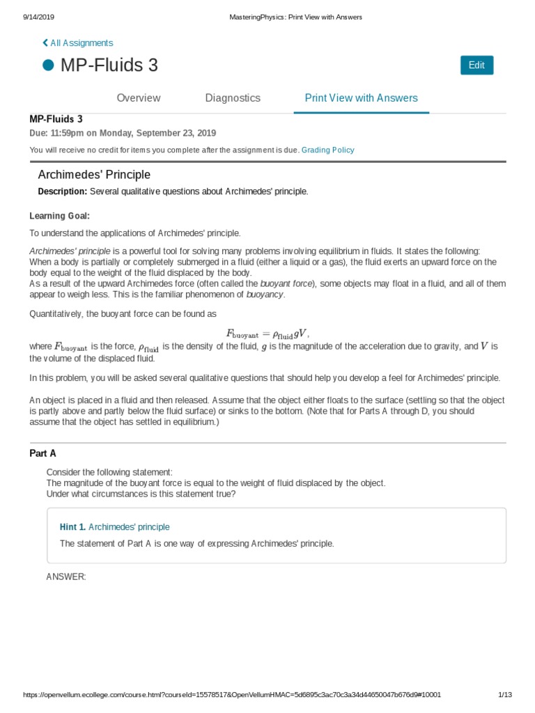 MP-Fluids 3 Solutions | PDF | Buoyancy | Mechanics