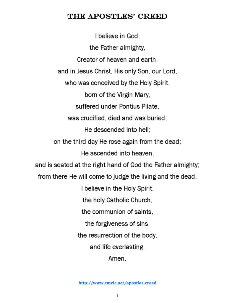 Apostles Creed | PDF | Catholic Church | Systematic Theology