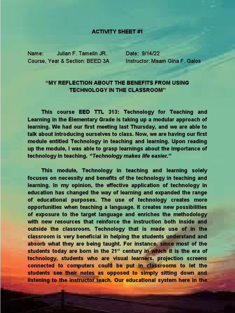 Activity Sheet 1 | PDF | Educational Technology | Learning