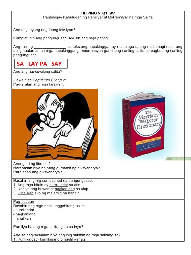 WS FILIPINO Q1 w7 | PDF