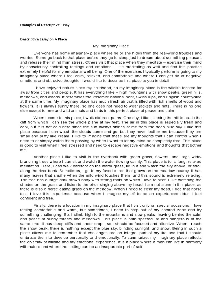 Examples of Descriptive Essay | PDF | Meditation | Psychology