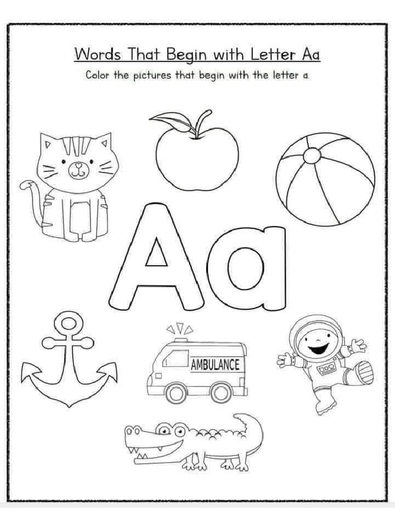 Aktiviti Mewarna Huruf A-Z & Gambar | PDF