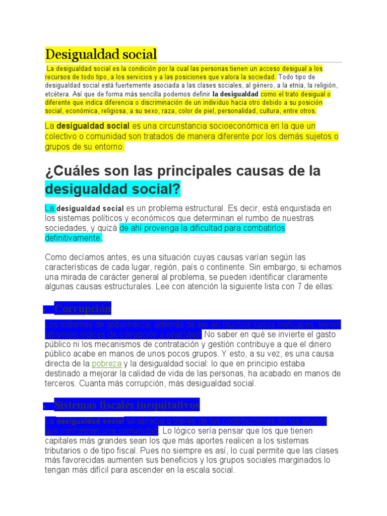 Desigualdad Social | PDF | Desigualdad social | Discriminación y ...