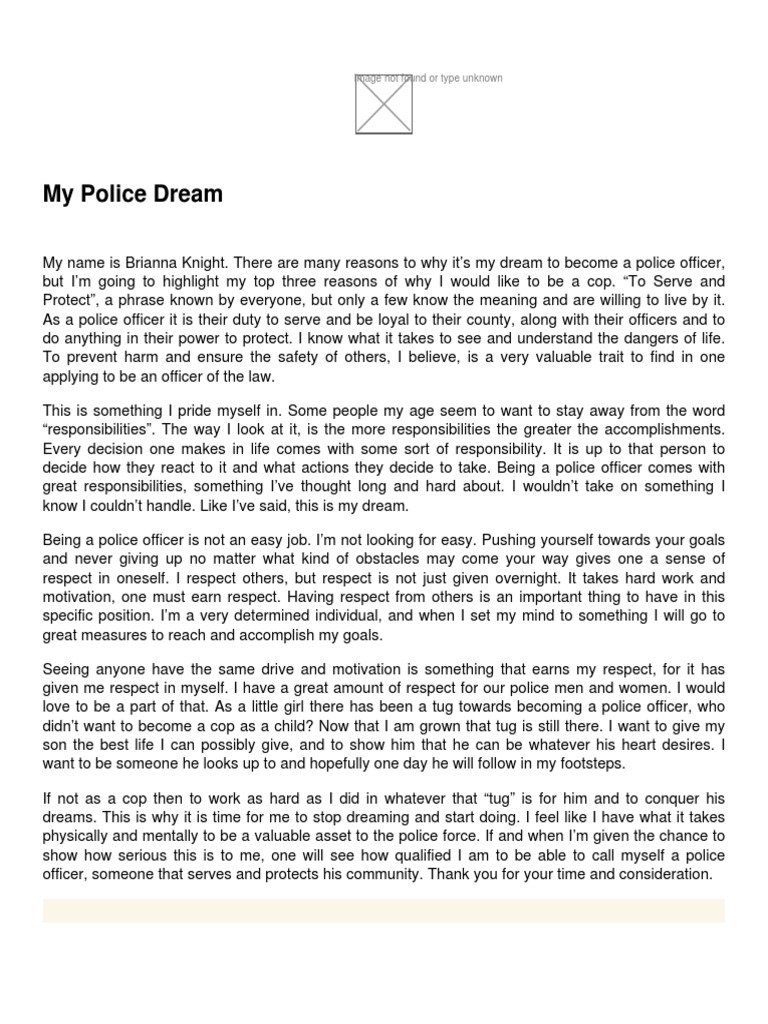 My Passion for Protecting and Serving: Why I Want to Become a Police ...