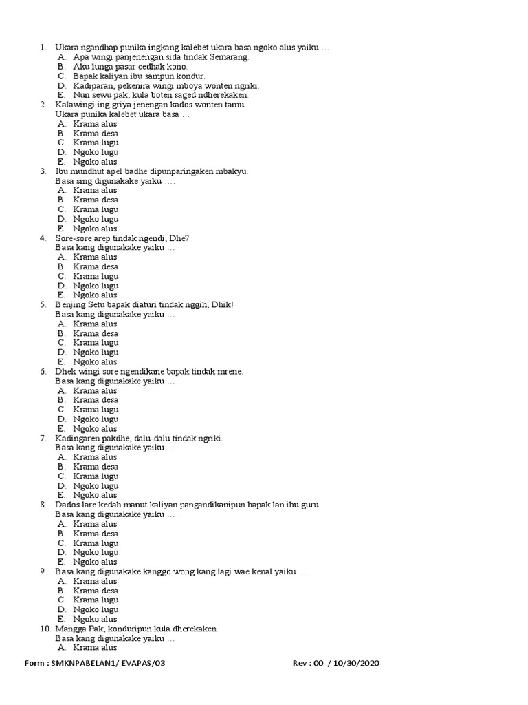 Pas B.jawa X Fix | PDF