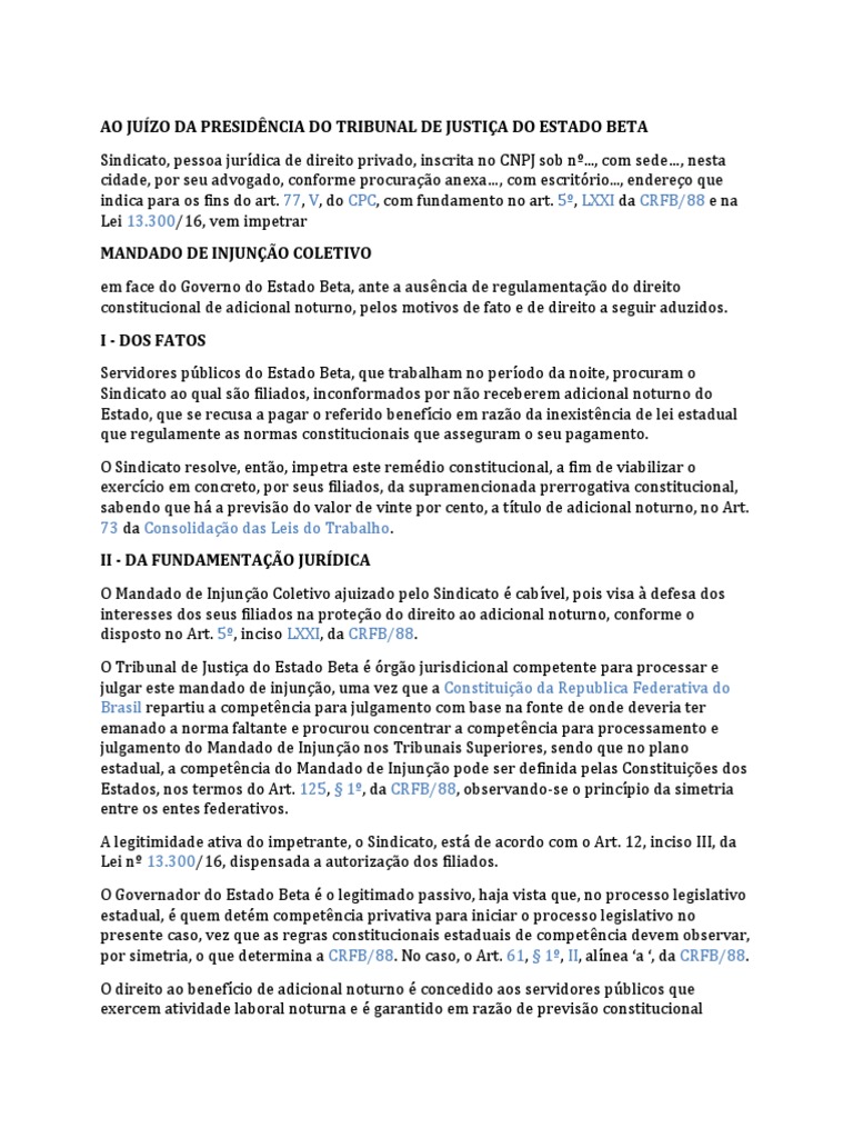 Modelo Xxii Exame de Ordem Unificado 2 Fase Oab Constitucional Mandado ...