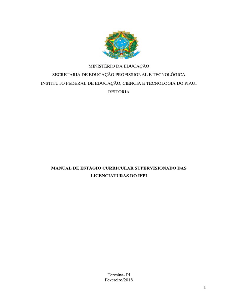 Manual de Estágio Supervisionado IFPI | PDF | Pedagogia | Aprendizado