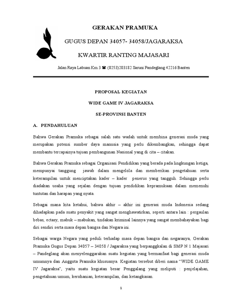 Wide Game IV Jagaraksa Pramuka Banten | PDF