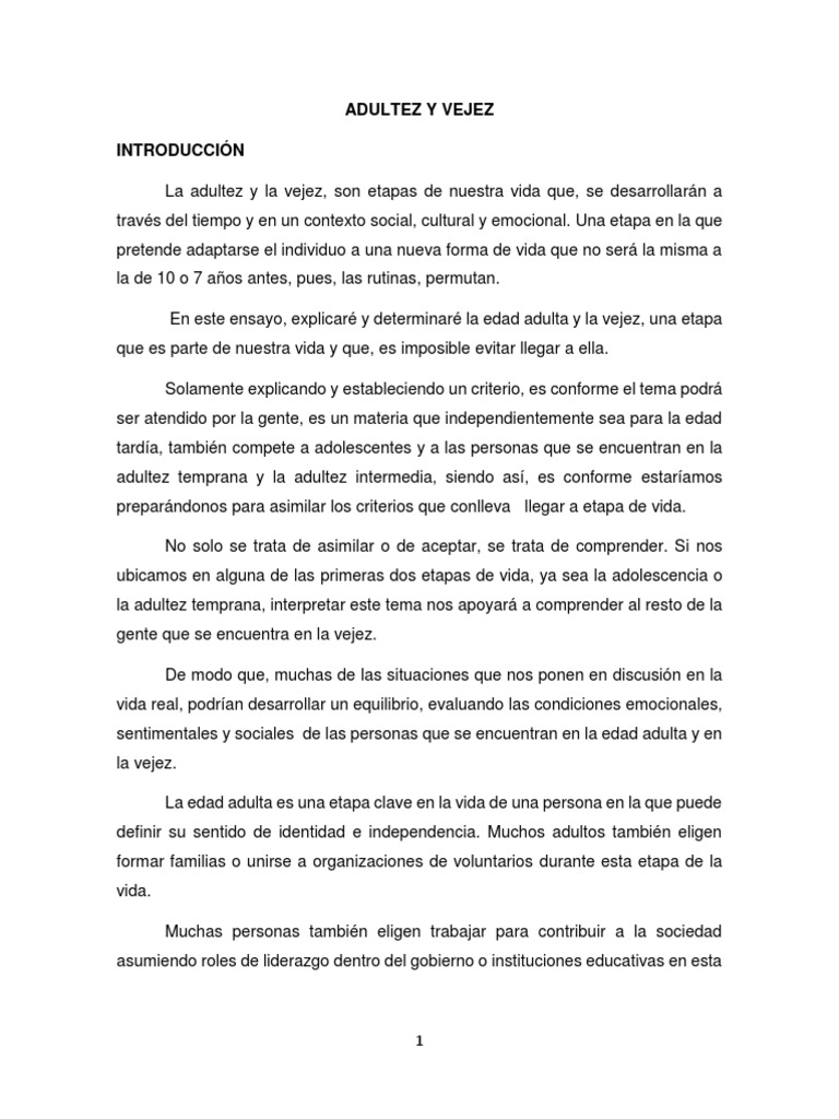 Adultez y Vejez | PDF | Adultos | Vejez
