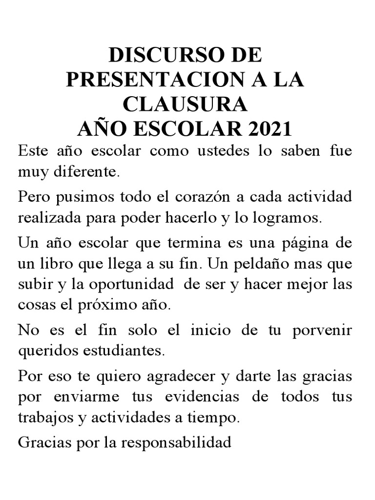 Discurso de Clausura 21 | PDF