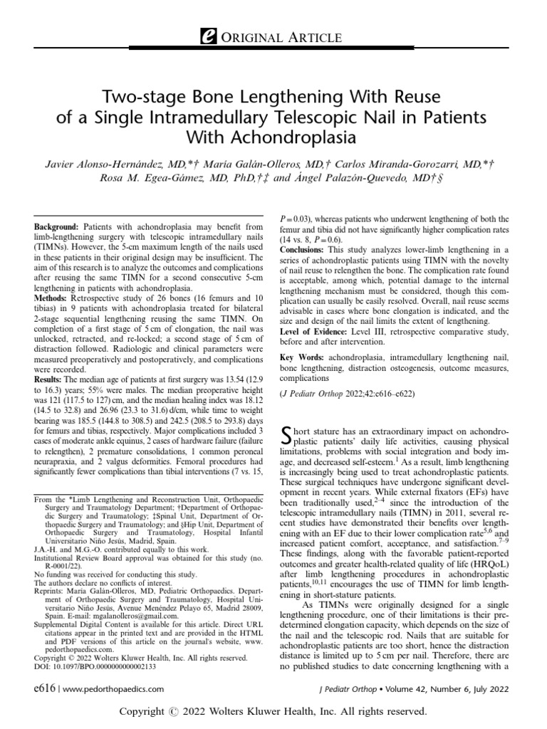 Two-Stage Bone Lengthening With Reuse of A Single Intramedullary ...