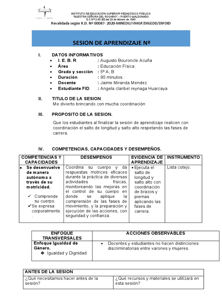 Sesión de Aprendizaje Aba 5 | PDF | Aprendizaje | Maestros