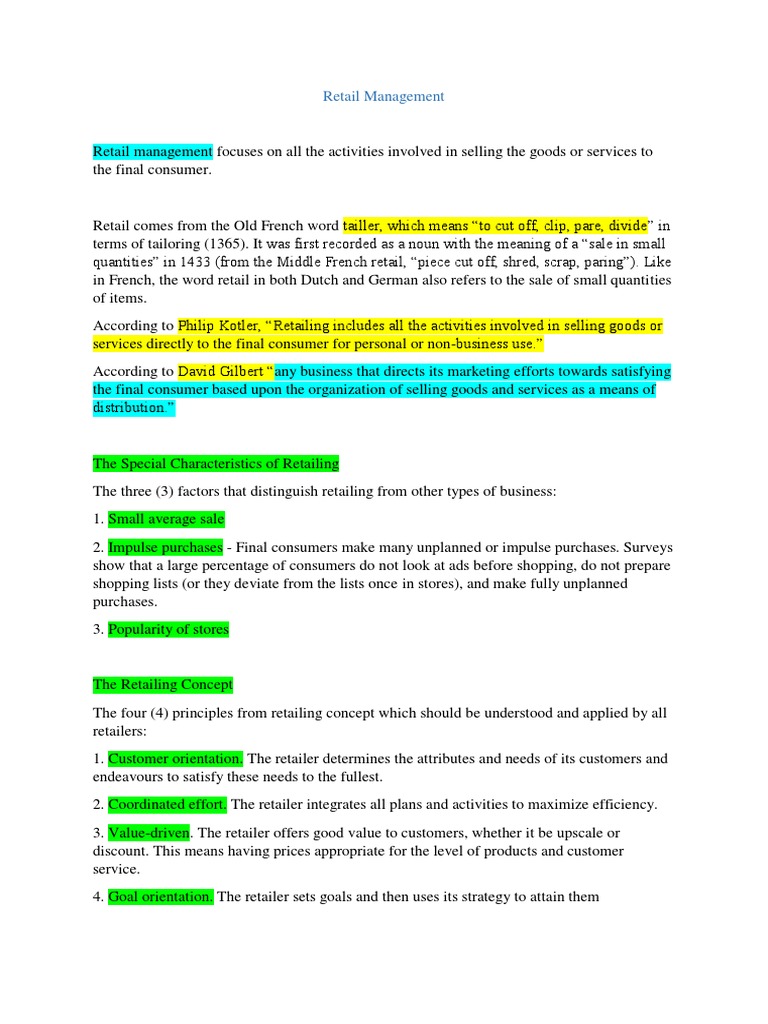 Retail Management Reviewer | PDF | Retail | Sales