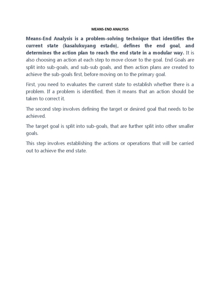 Means End Analysis | PDF | Marketing | Goal