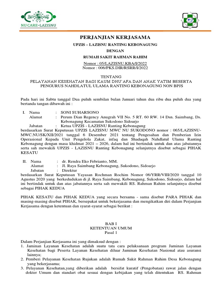 Mou Kerjasama Lazisnu | PDF