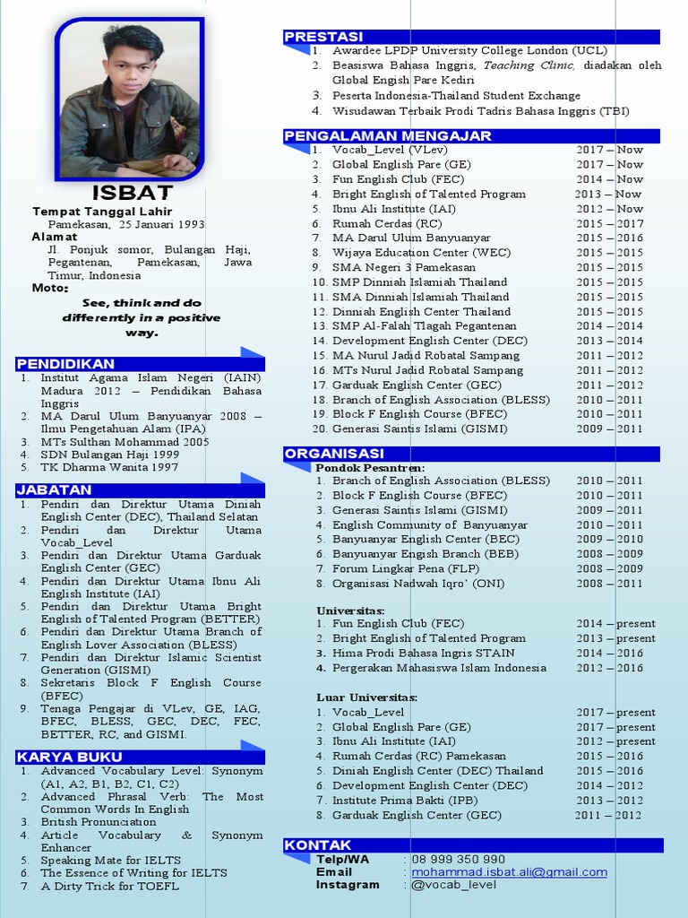 CV Isbat - Indo-1 | PDF | Karier & Perkembangan | Kajian Bahasa Asing