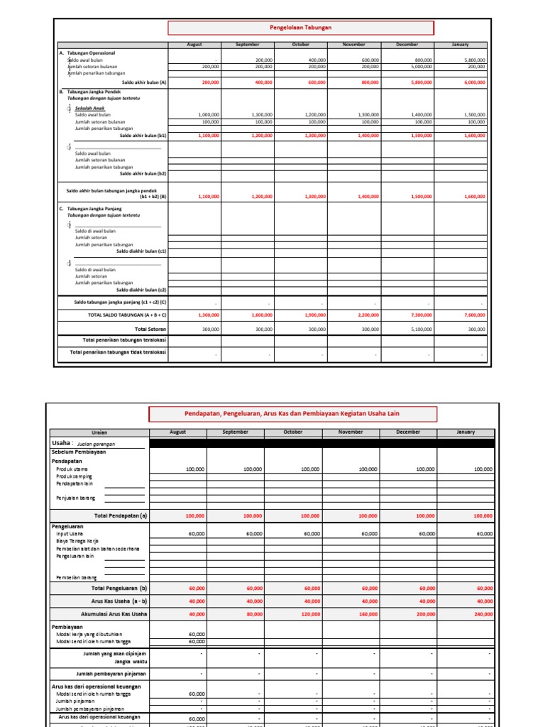 Contoh-Format Pencatatan Keuangan RT - Rencana | PDF