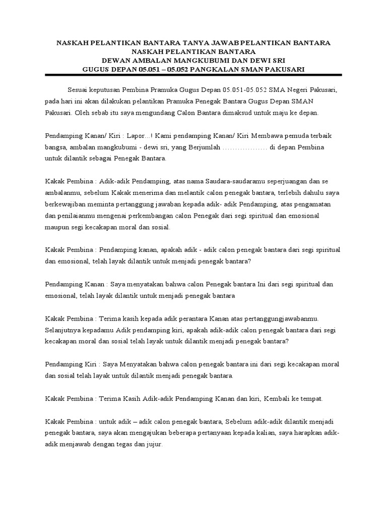 Naskah Pelantikan Bantara Tanya Jawab Pelantikanbantara | PDF
