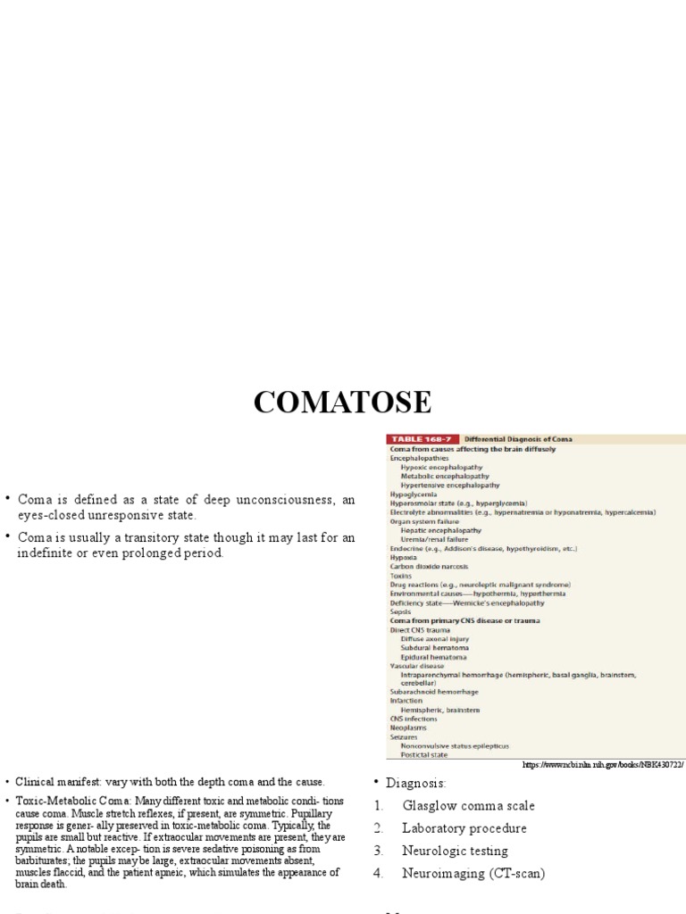 Comatose | PDF | Coma | Human Diseases And Disorders