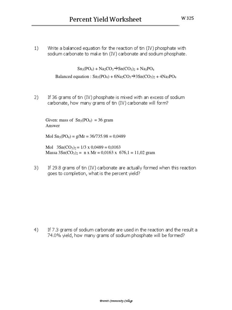 Tin(IV) Phosphate Reaction Calculations | PDF