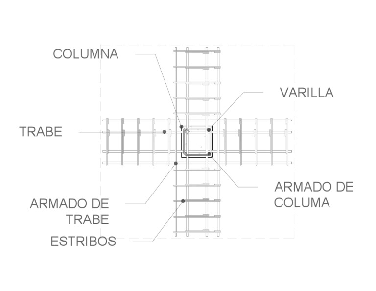Detalle de Armado de Trabe en Union Con Columna Planta | PDF