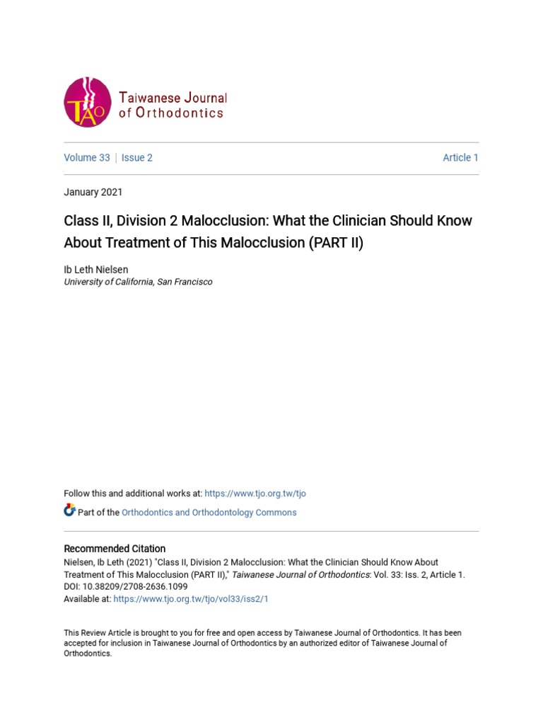 Class II Div. 2 Malocclusion - Treatment Considerations | PDF ...