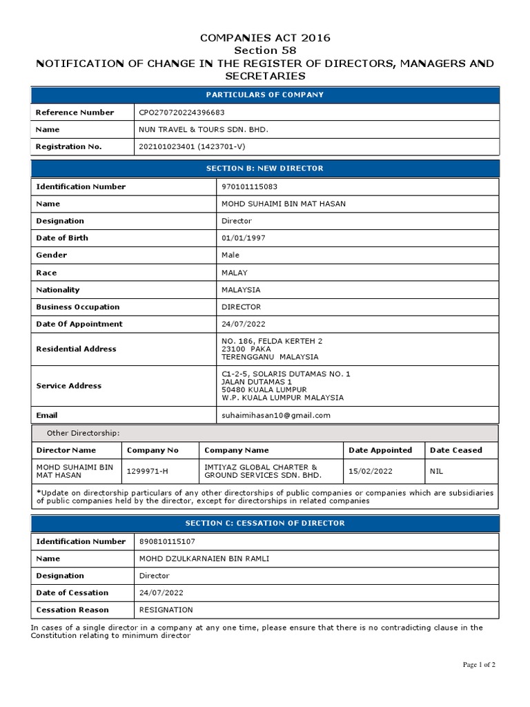Change of Particulars | PDF | Malaysia | Justice