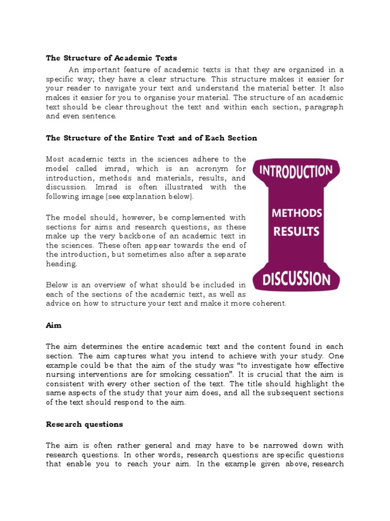 The Structure of Academic Texts | PDF | Thesis | Paragraph